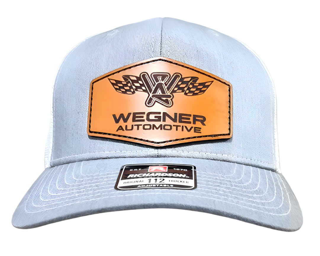 *Limited Edition* Light Gray/White Leather Patch Hat – Wegner Automotive Merch